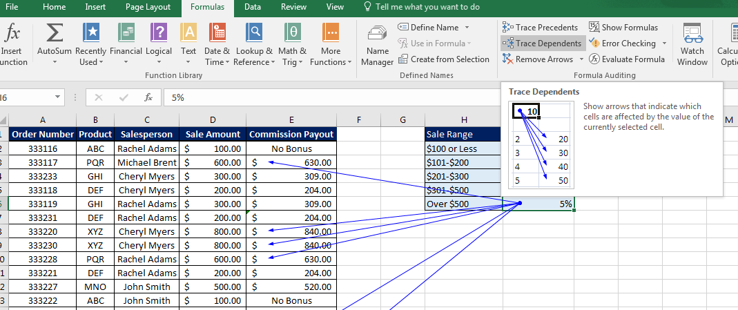 Excel Formulas Using Trace Dependents To Find Data Solutions Learn Excel Now